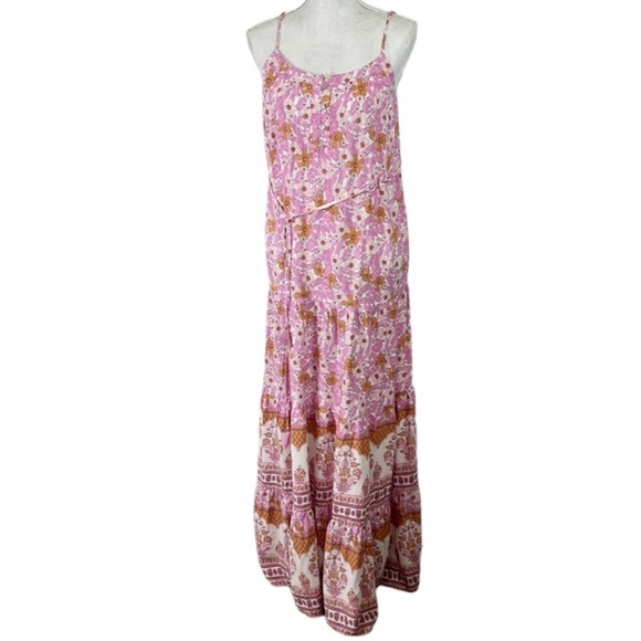 Aakaa | Dresses | Aakaa Bohemian Sleeveless Tiered Maxi Dress Womens M ...